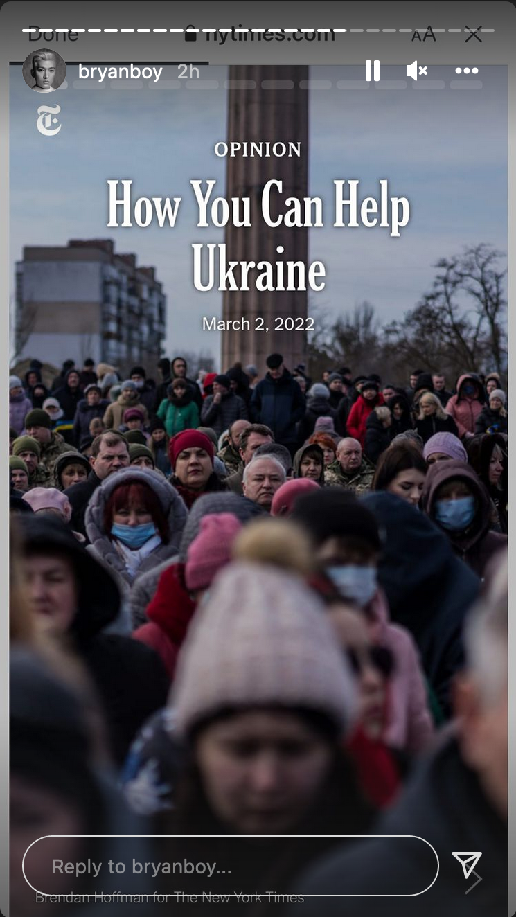 Fashion Star Bryanboy Lends His Powerful Voice in Support for Ukraine ...