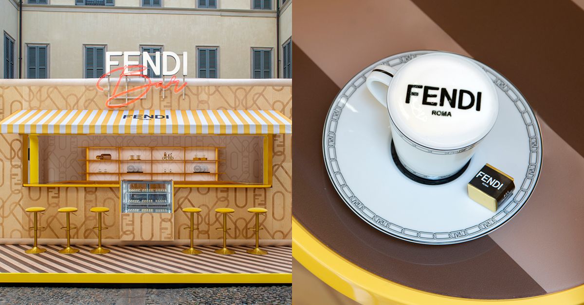 【精品咖啡店】FENDI Bar可愛爆表：黃色圓凳復古俏皮、咖啡上飾有FF logo精緻耀眼 | Tatler Asia